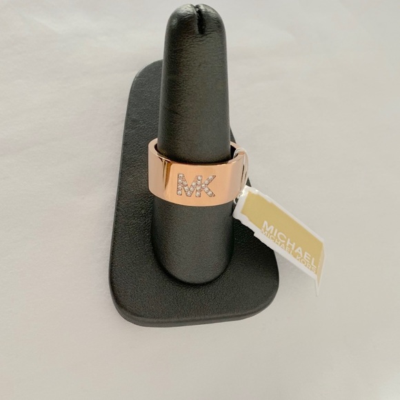 Michael Kors | Jewelry | Nwt Authentic Mk Rose Gold Tone Pave Logo Ring ...